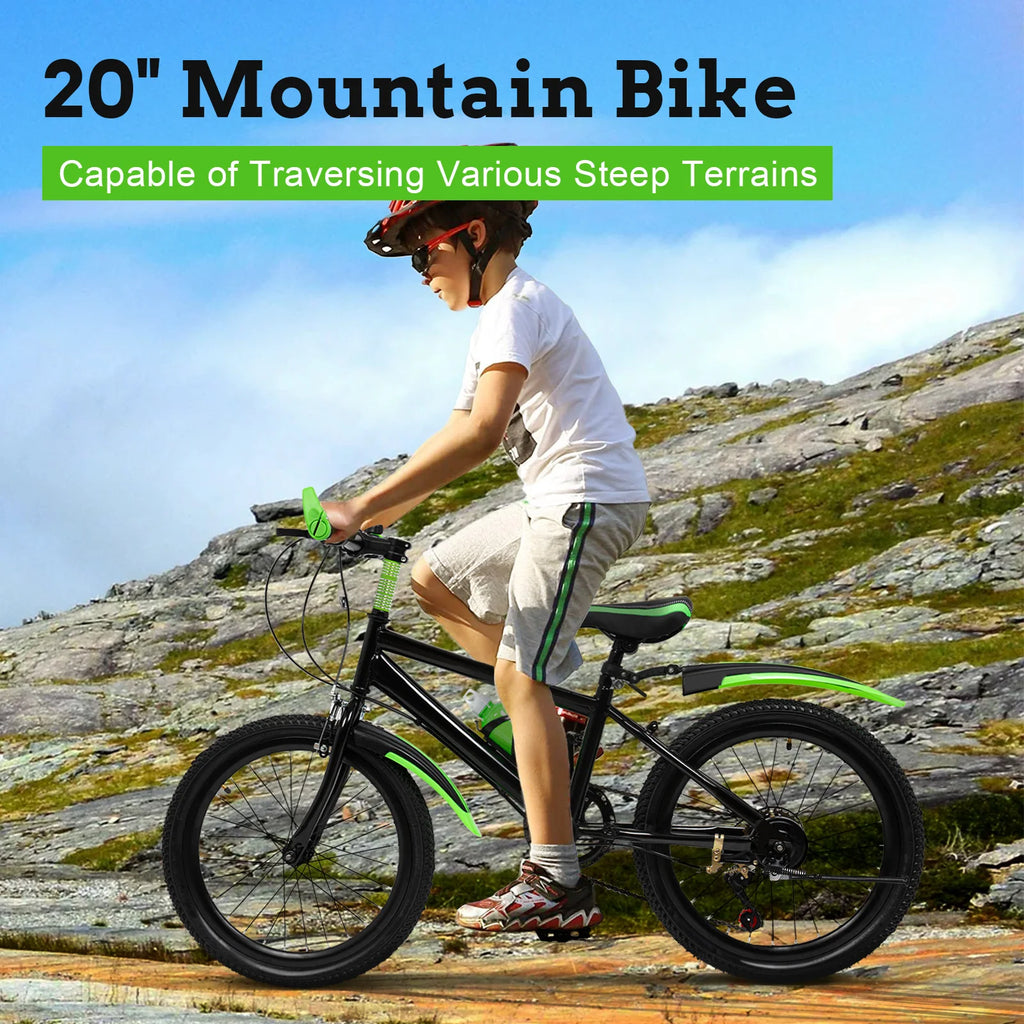20" 7 Speeds Mountain Bike Kids Bicycle Dual-Disc Brakes Unisex Childr ...